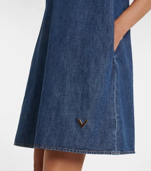 Valentino Garavani Vgold Denim Midi Dress - Blue