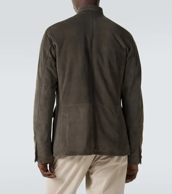 Eleventy Suede Stand Collar Jacket