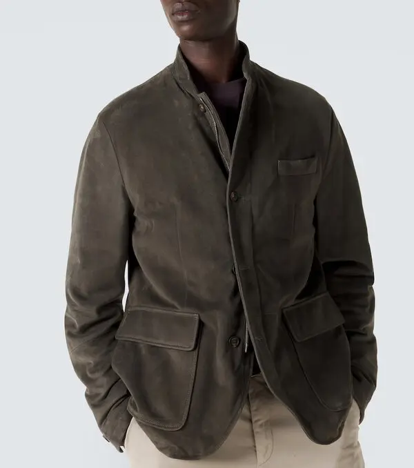 Eleventy Suede Stand Collar Jacket
