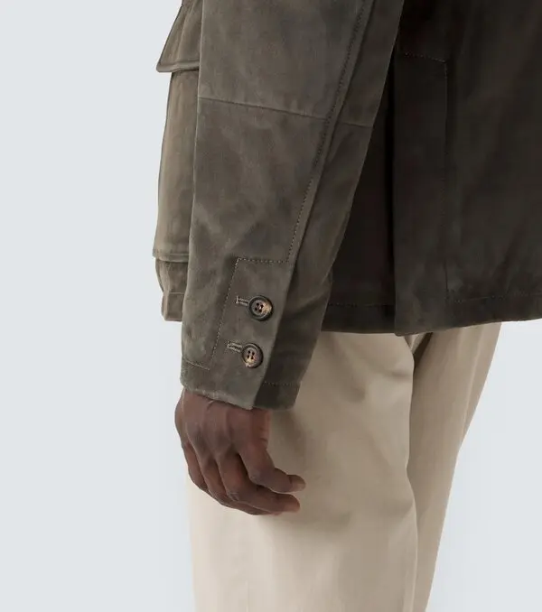 Eleventy Suede Stand Collar Jacket