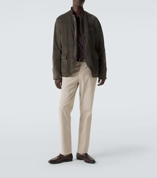 Eleventy Suede Stand Collar Jacket