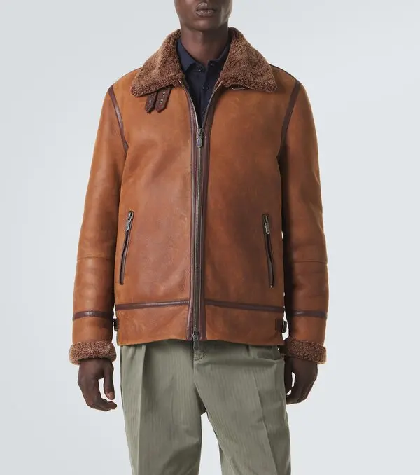 Brunello Cucinelli Shearling-lined Leather Biker Jacket