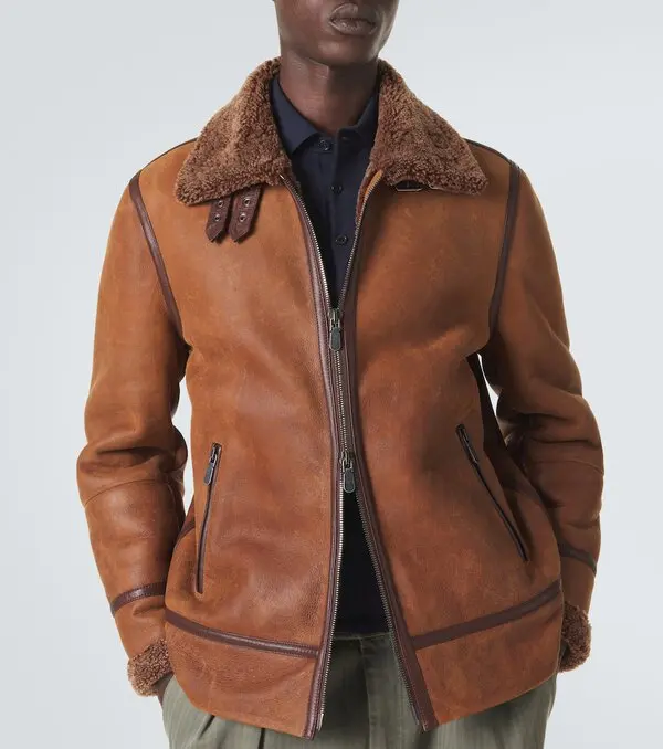Brunello Cucinelli Shearling-lined Leather Biker Jacket