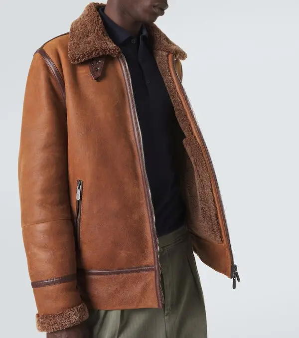 Brunello Cucinelli Shearling-lined Leather Biker Jacket