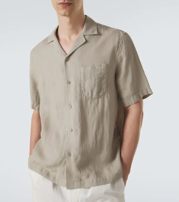 Frescobol Carioca Angelo Linen Bowling Shirt - Green