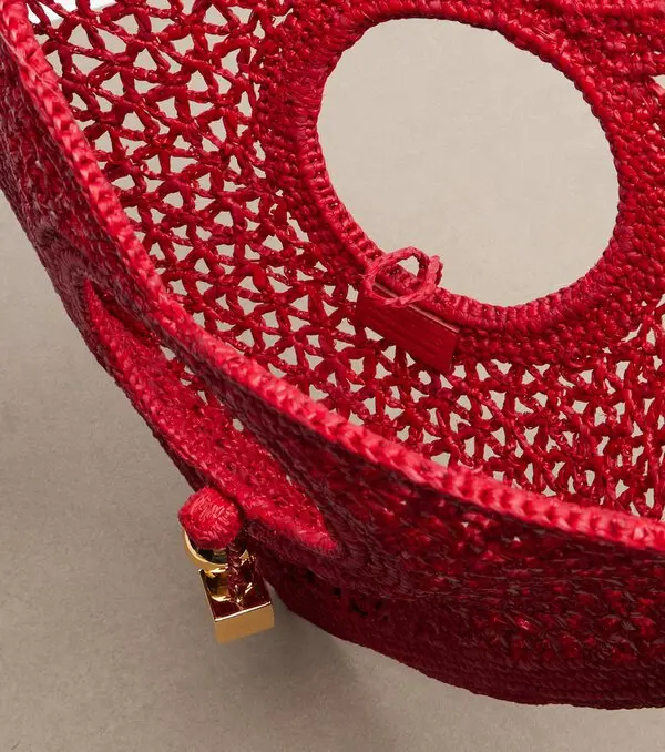 Jacquemus Raffia Heart Bag - Red