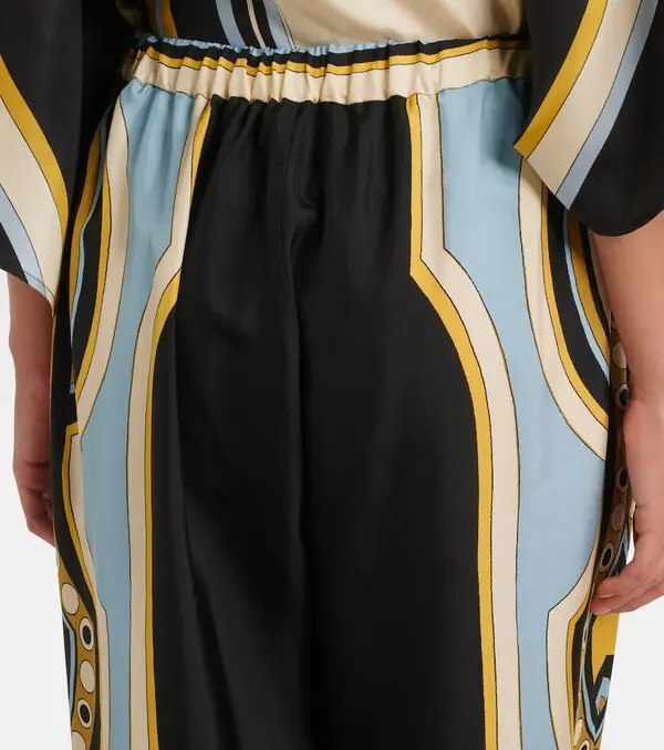 La DoubleJ Club Printed Silk Twill Wide-leg Trousers - Multicoloured