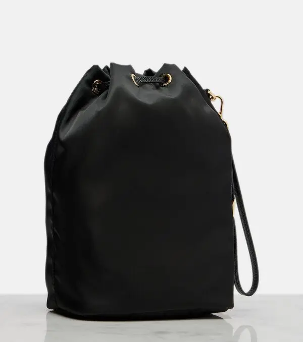 Prada Re-nylon Leather-trimmed Bucket Bag - Black