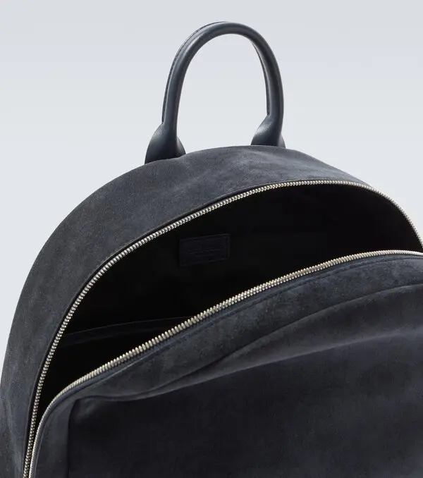 Kiton Suede Backpack With Leather Trim