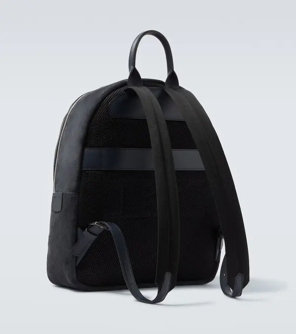 Kiton Suede Backpack With Leather Trim