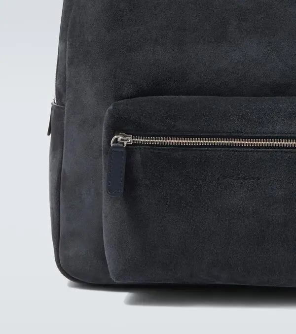 Kiton Suede Backpack With Leather Trim