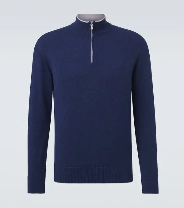 Eleventy Cashmere Half-zip Sweater - Blue