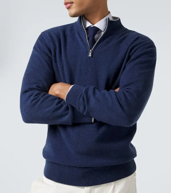 Eleventy Cashmere Half-zip Sweater - Blue