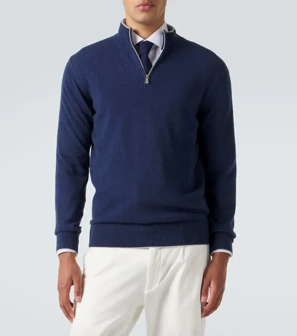 Eleventy Cashmere Half-zip Sweater - Blue