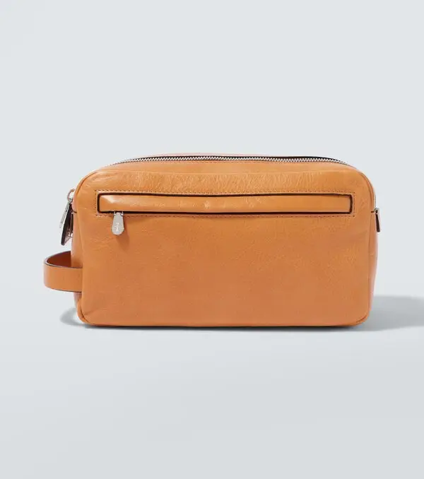 Brunello Cucinelli Leather Toiletry Bag - Beige