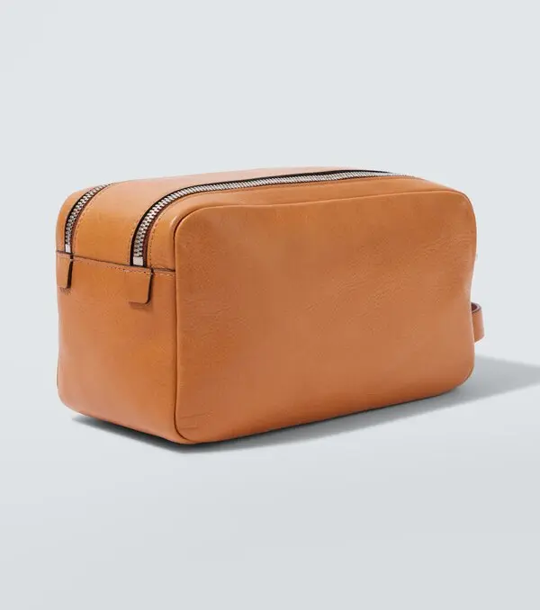 Brunello Cucinelli Leather Toiletry Bag - Beige