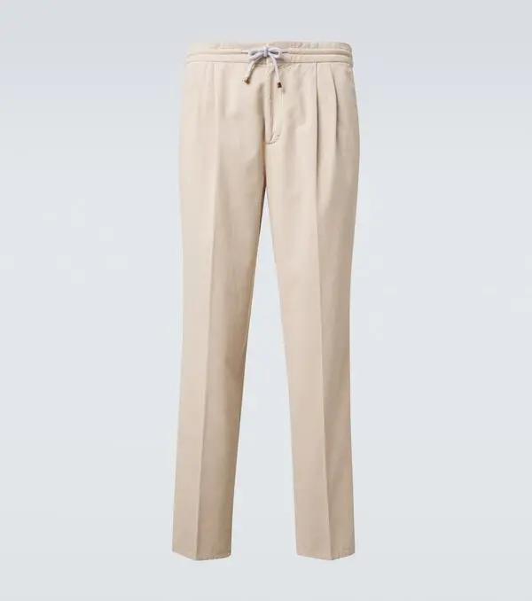 Brunello Cucinelli Cotton Corduroy Tapered Pants - Beige