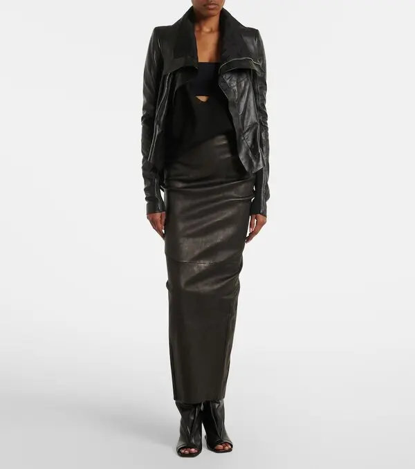 Rick Owens Naska Leather Biker Jacket - Black