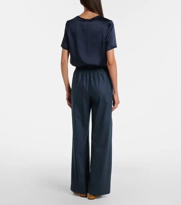 Eleventy Wool And Cashmere Wide-leg Pants