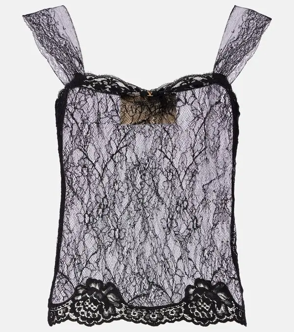 Valentino Garavani Sheer Lace Top - Black