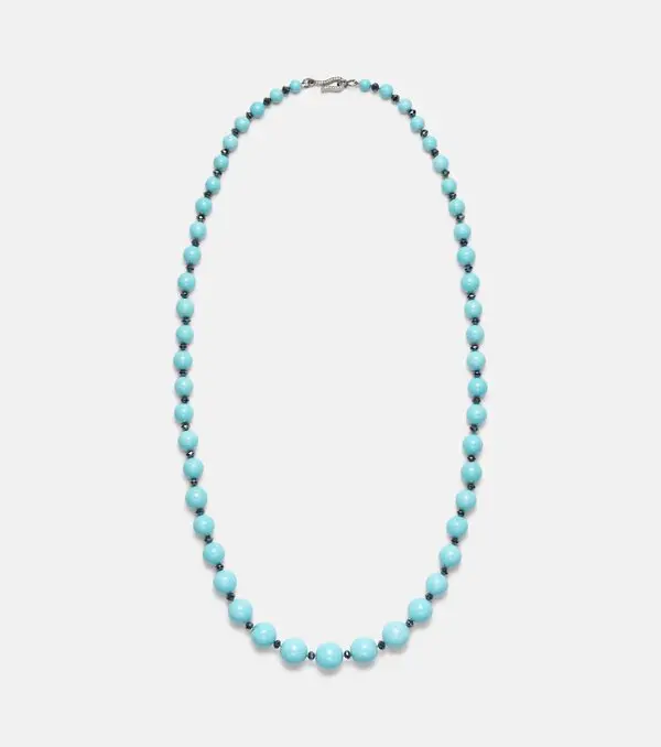 Ileana Makri Beaded Necklace With And Diamonds - Turquoise