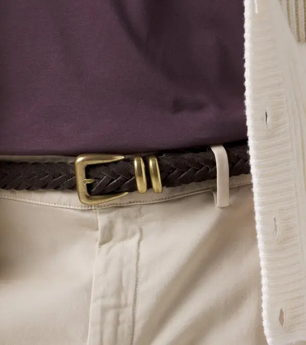Eleventy Braided Suede Leather Belt