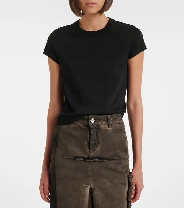 Rick Owens Cropped Level Cotton Jersey T-shirt - Black