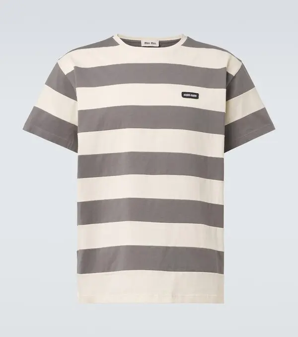 Miu Miu Striped Cotton Jersey T-shirt