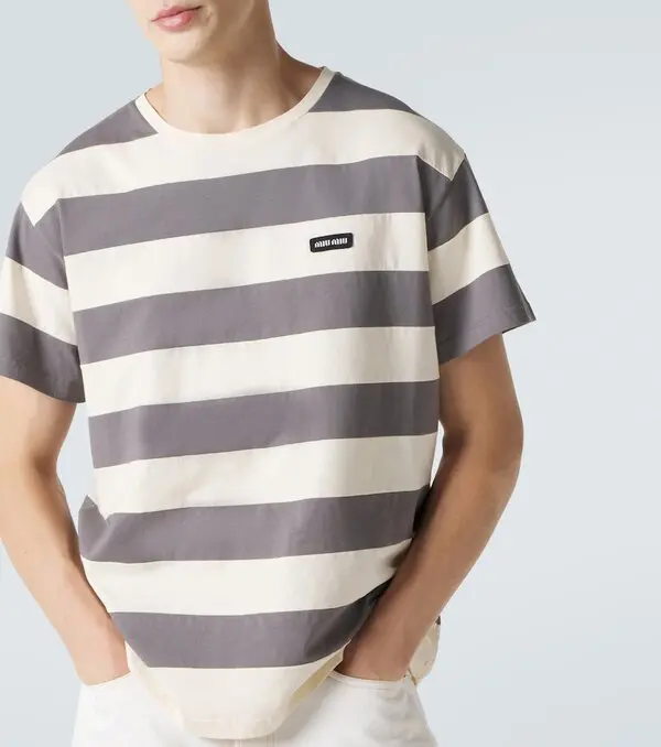 Miu Miu Striped Cotton Jersey T-shirt