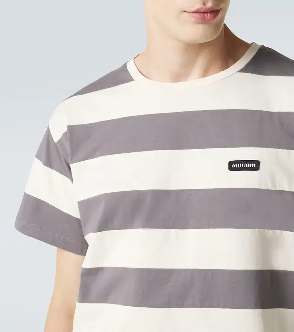 Miu Miu Striped Cotton Jersey T-shirt