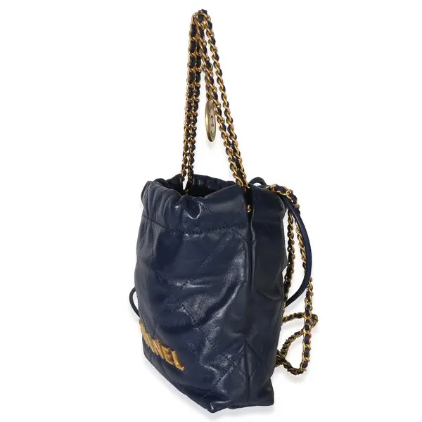 Chanel Navy Quilted Calfskin 22 Hobo Bag