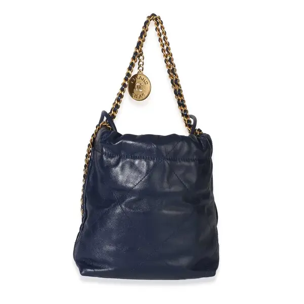 Chanel Navy Quilted Calfskin 22 Hobo Bag