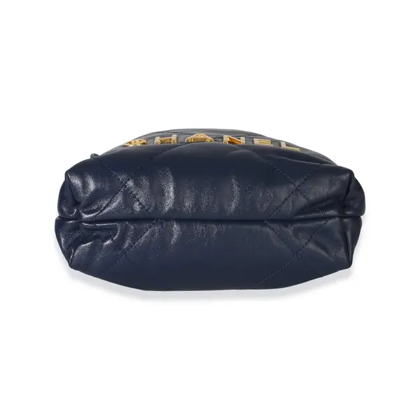 Chanel Navy Quilted Calfskin 22 Hobo Bag