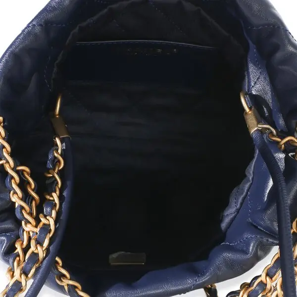 Chanel Navy Quilted Calfskin 22 Hobo Bag