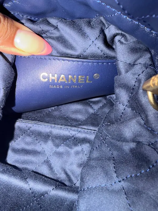 Chanel Navy Quilted Calfskin 22 Hobo Bag