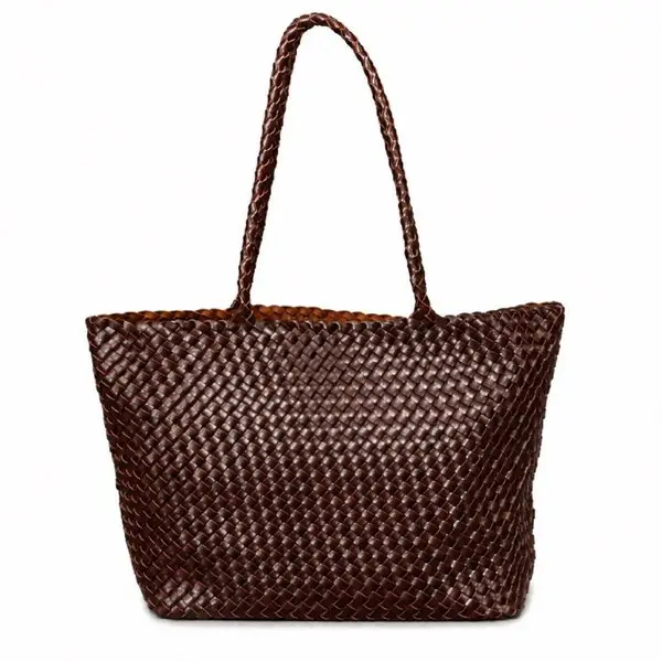RIMINI Vegan Leather Weaving Shopping Bag 'betty - Brown