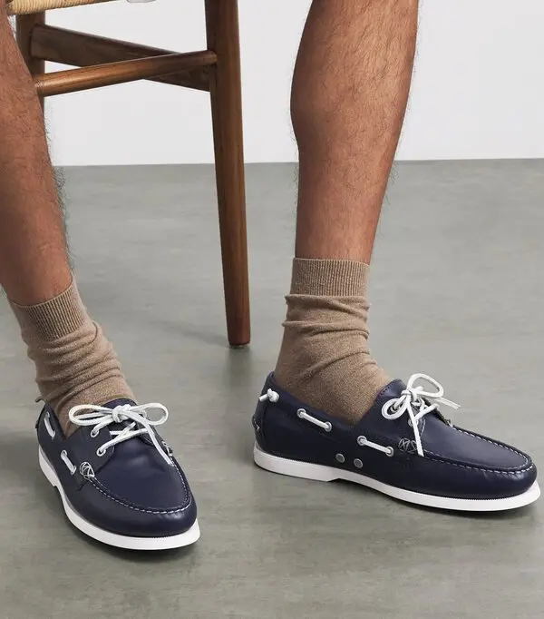 Polo Ralph Lauren Merton Leather Boat Shoes - Navy