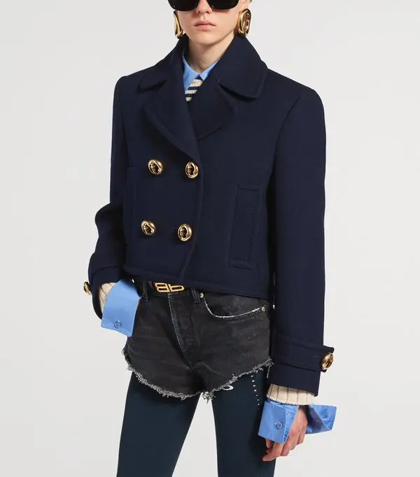 Balenciaga Wool Cropped Pea Coat