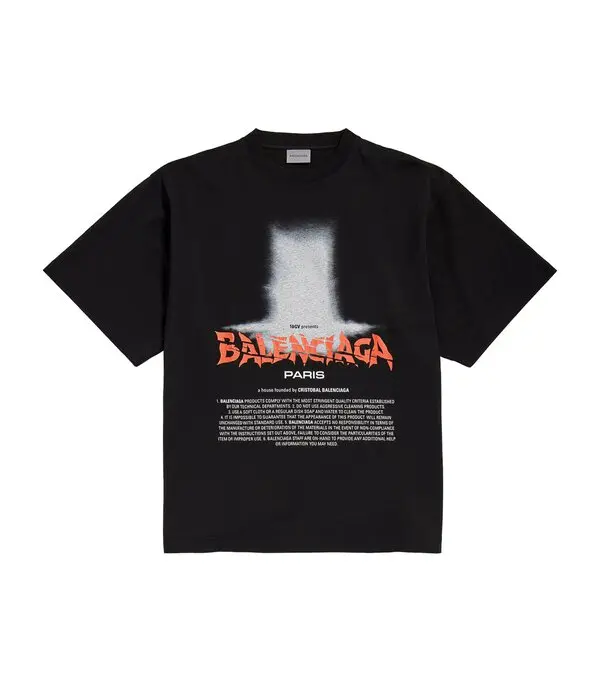 Balenciaga Cotton Printed T-shirt - Black