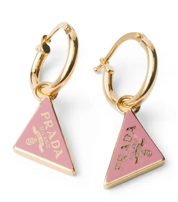 Prada Triangle Drop Earrings - Metallic