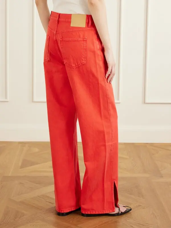 B Sides Charlot Mid-rise Wide-leg Jeans With Split Hems