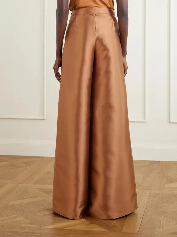DIMA AYAD Satin-twill Wide-leg Pants - Gold