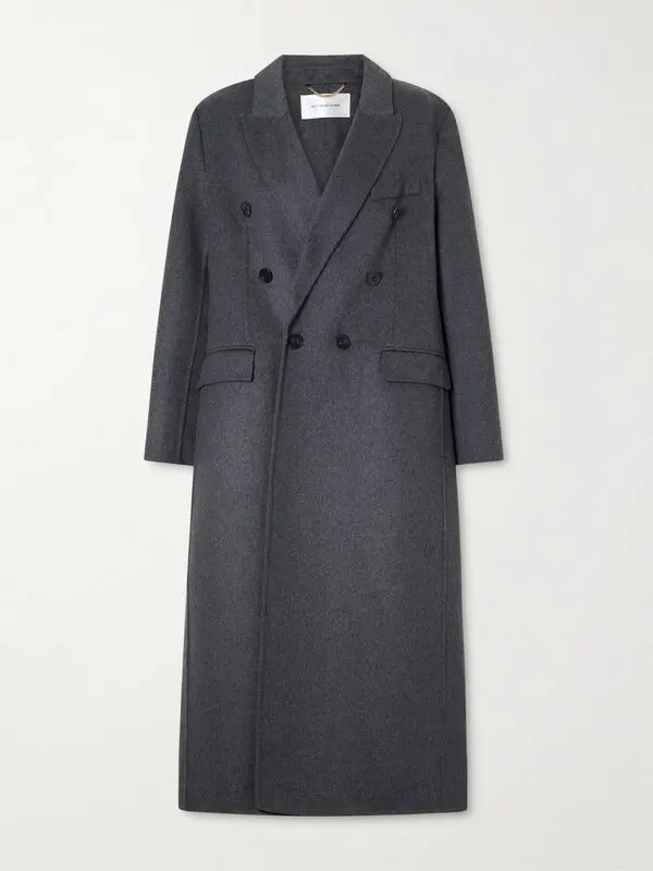Victoria Beckham Double-breasted Wool-blend Long Coat - Gray
