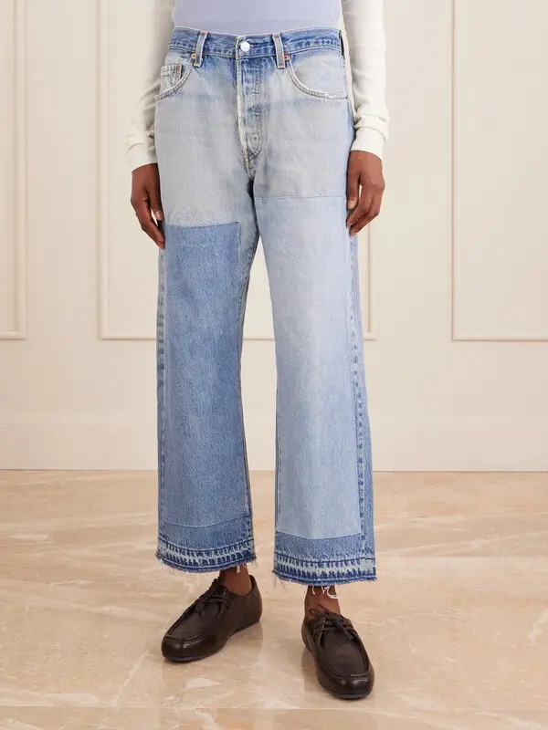 B Sides Vintage Patchwork Mid-rise Wide-leg Jeans