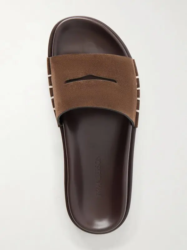 JW Anderson Suede Fussbett Slides - Brown