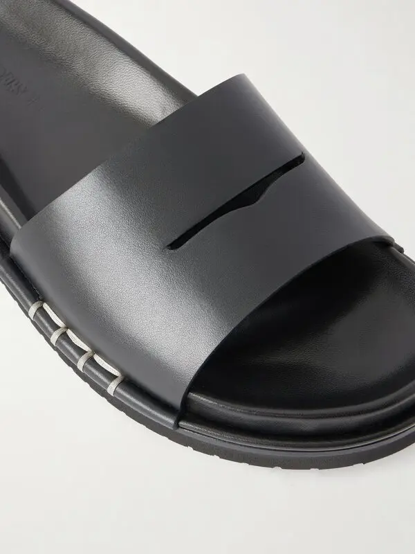 JW Anderson Fussbett Leather Slides - Black