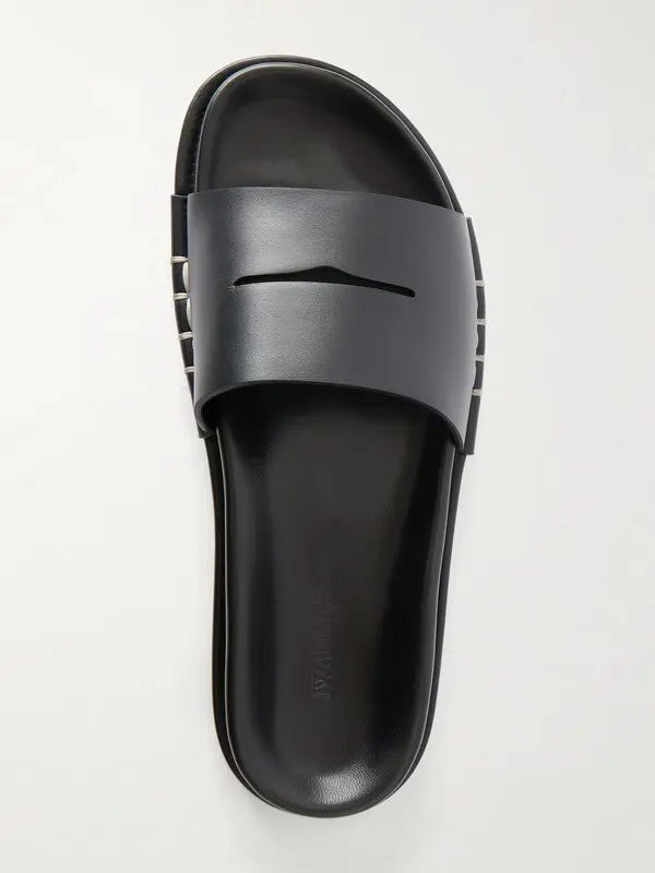 JW Anderson Fussbett Leather Slides - Black