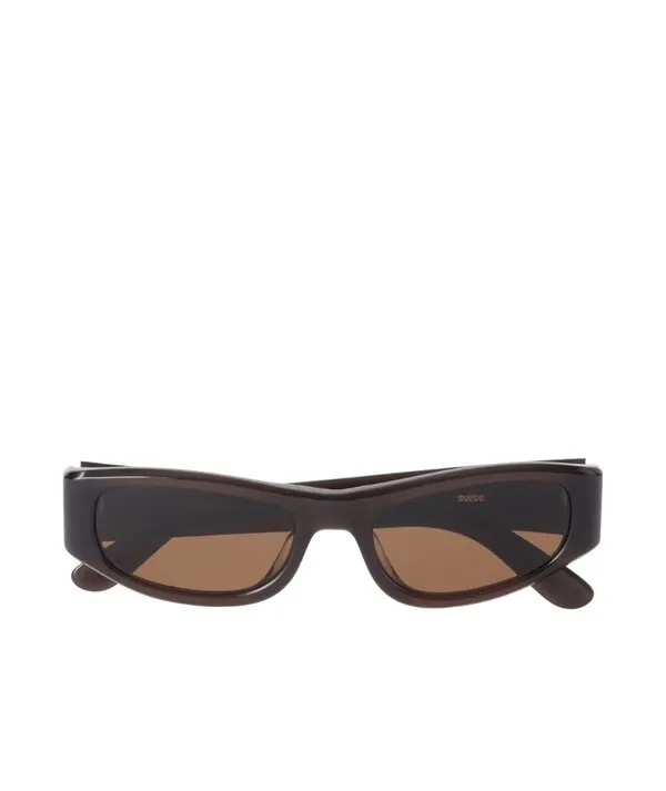 THISTLES The Suede Square-frame Acetate Sunglasses - Brown
