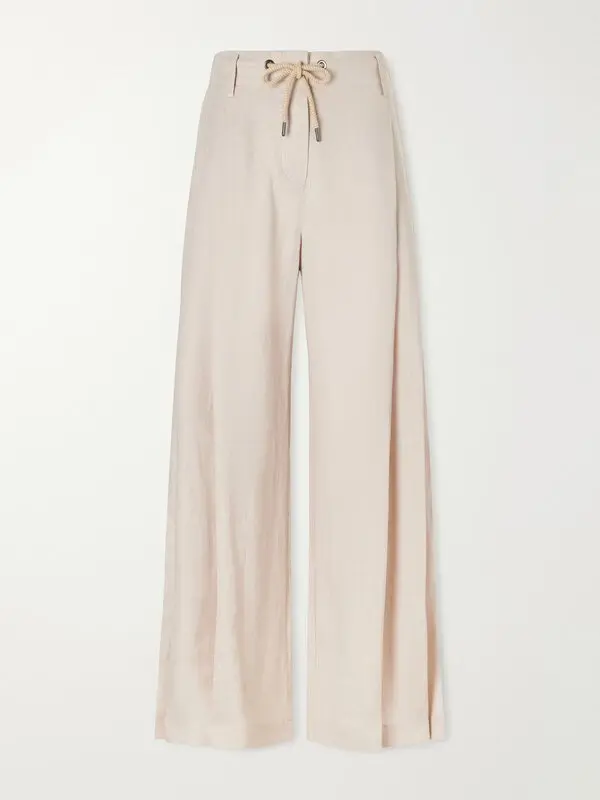 Brunello Cucinelli Linen Wide-leg Drawstring Trousers