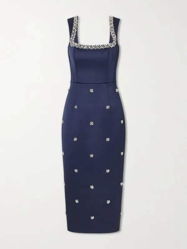 Rebecca Vallance Embellished Satin Midi Dress - Blue